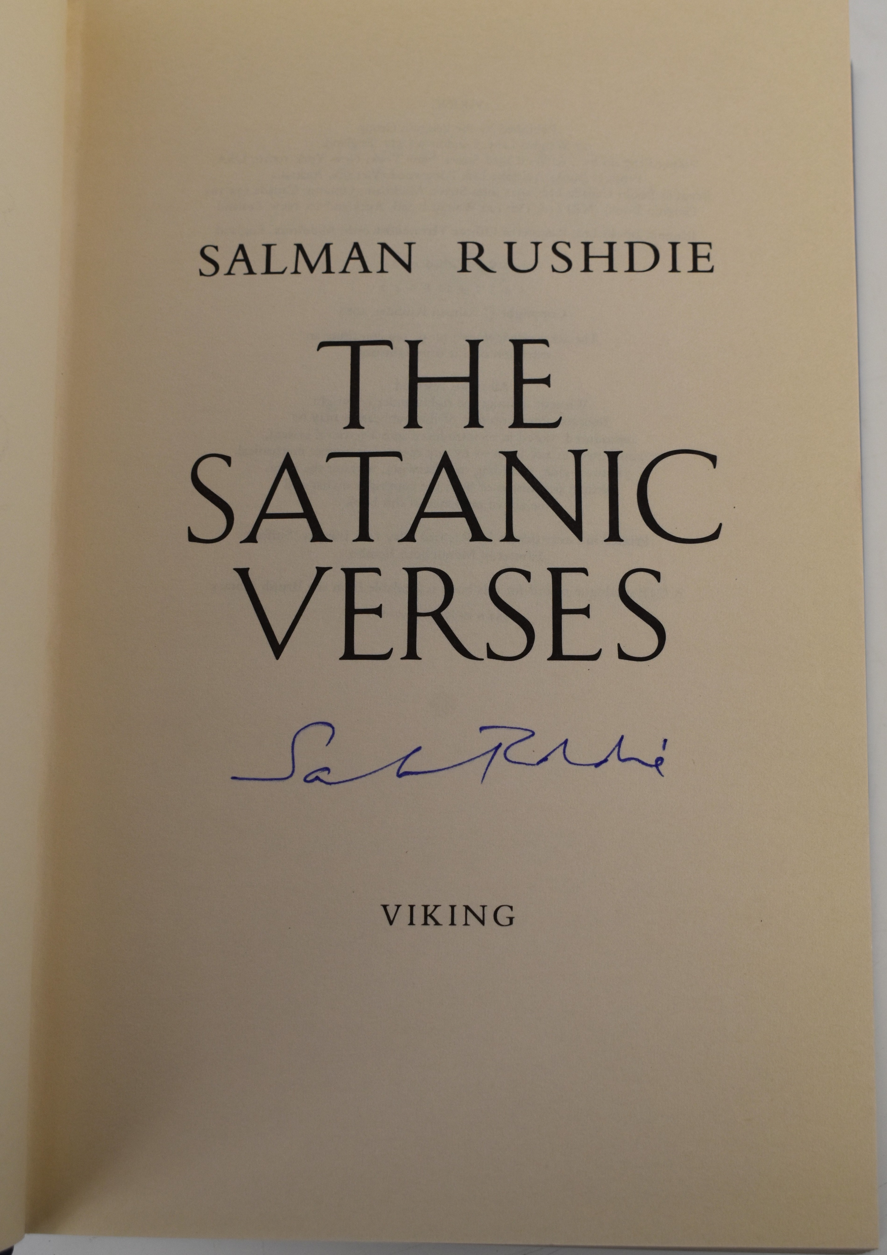 Lot 388 - Salman Rushdie, 'The Satanic Verses', signed