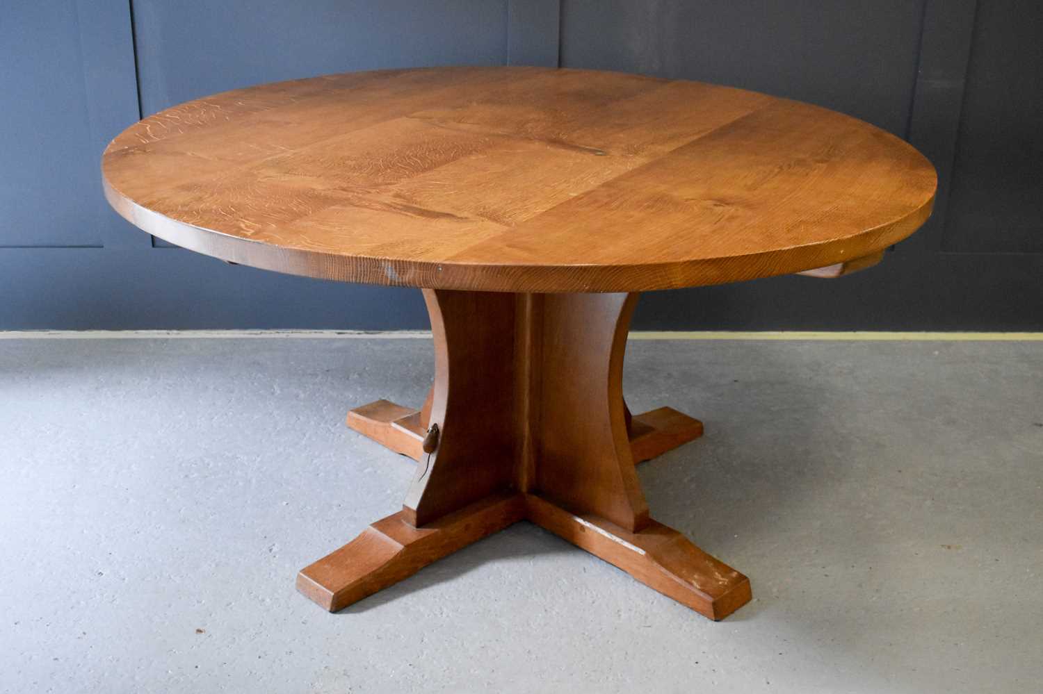 Lot 518 - A Robert Thompson Mouseman oak dining table