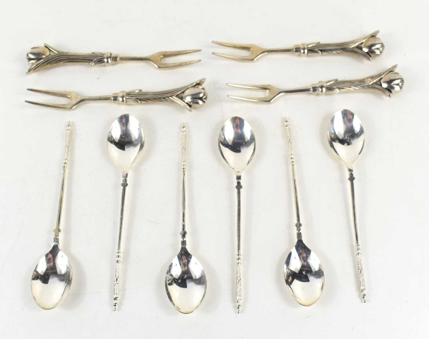Lot 358 - A set of six Norwegian silver spoons,