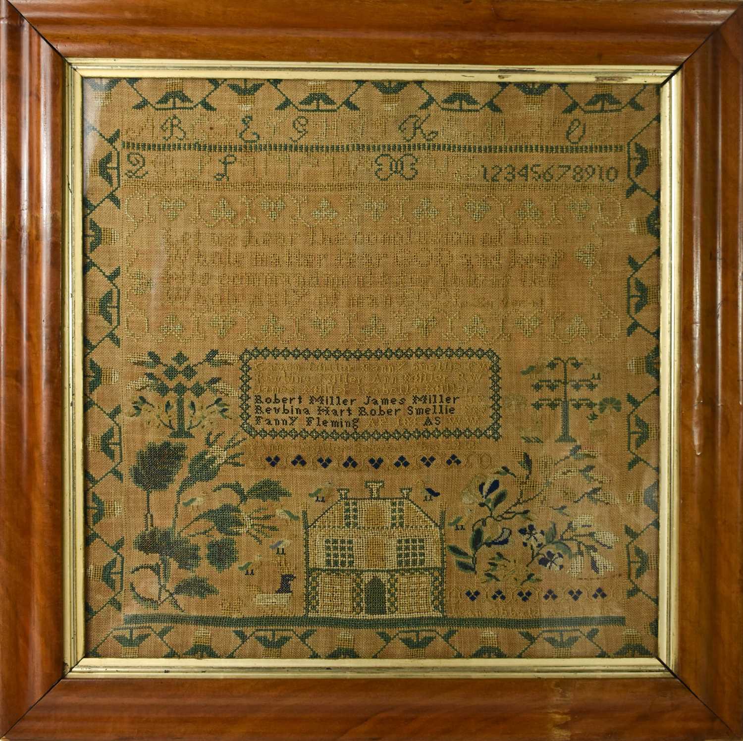 Lot 242 - An early Victorian sampler, with coloured