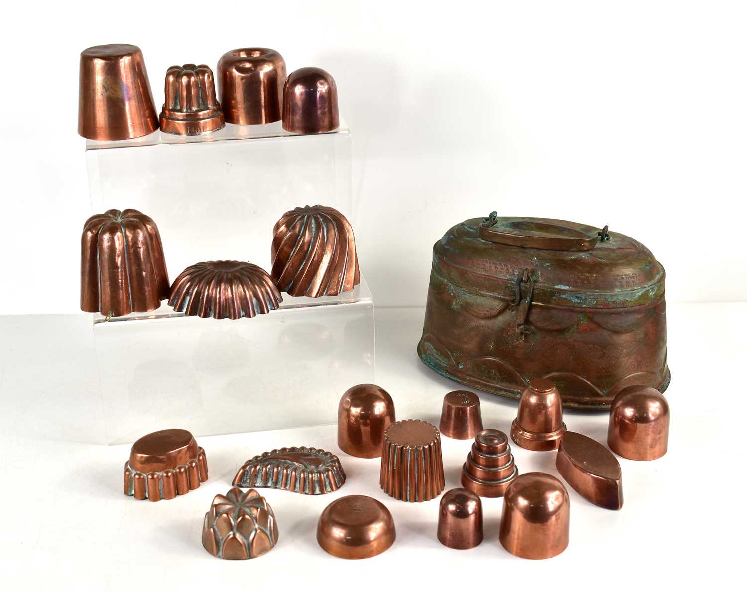 Lot 359 - A group of Victorian copper miniature jelly