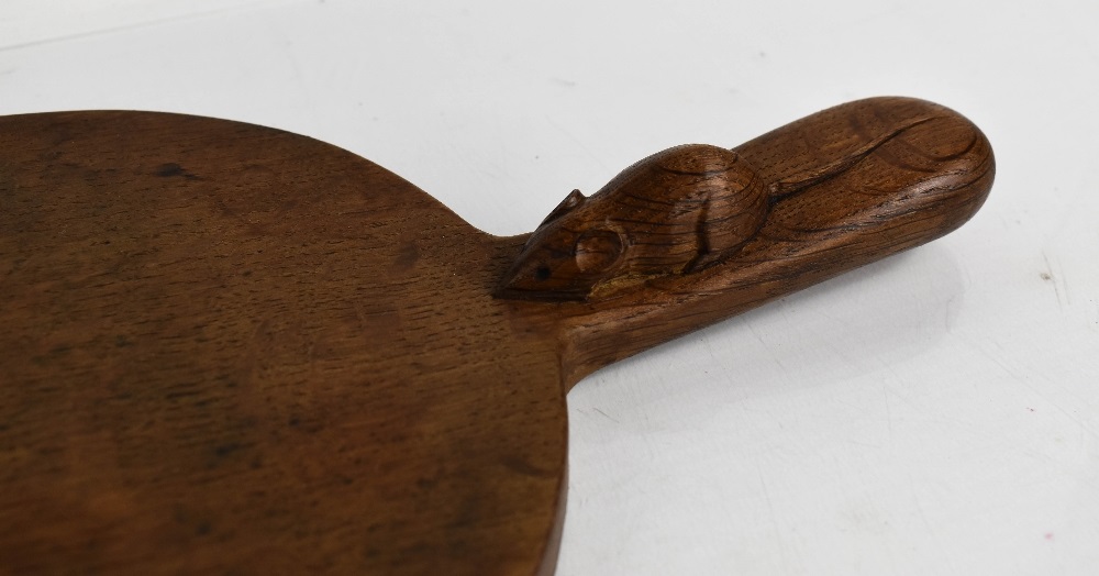 Lot 298 - Robert Thompson 'Mouseman' oak cheese board,