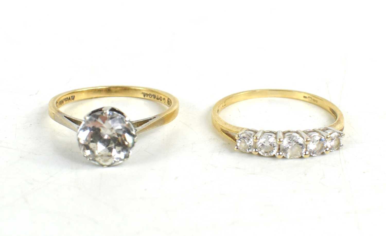 Lot 176 - Two 9ct gold and paste rings, 3.3g.