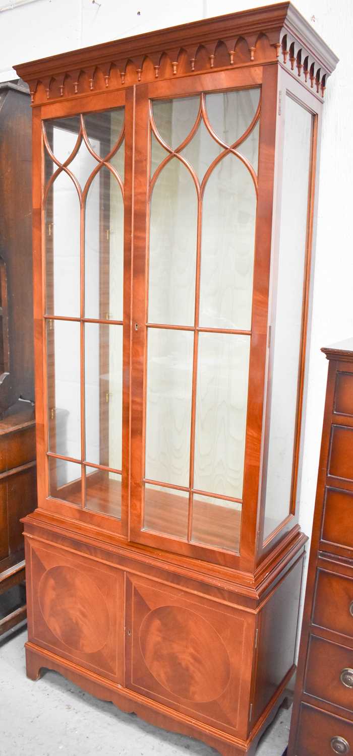 Lot 433 - A reproduction mahogany display cabinet with