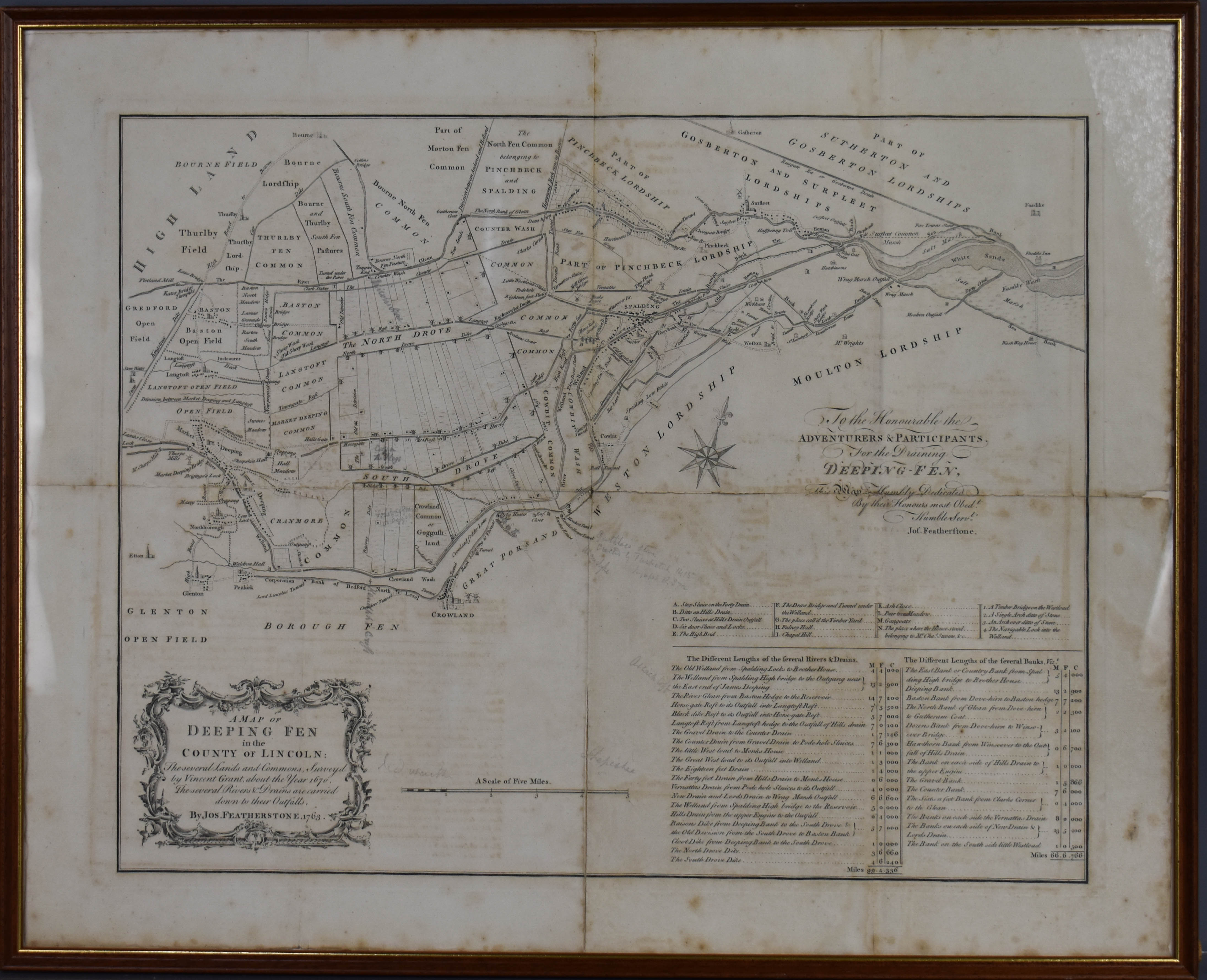 Lot 392 - An 18th century Map of Deeping Fen, in the