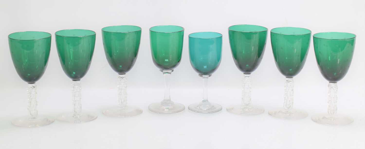 Lot 216 - A set of early 20th century green glass