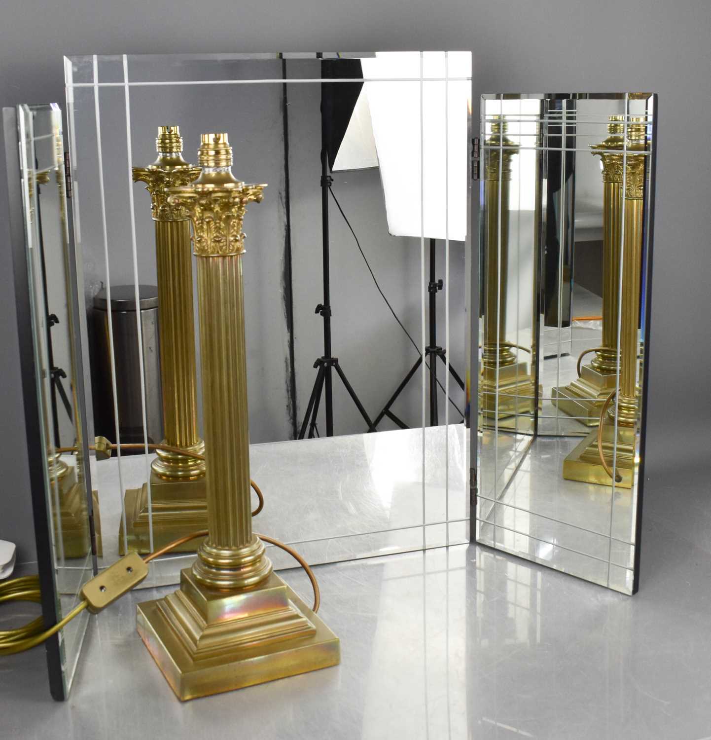 Lot 561 - An Art Deco style wall mirror, of triptich