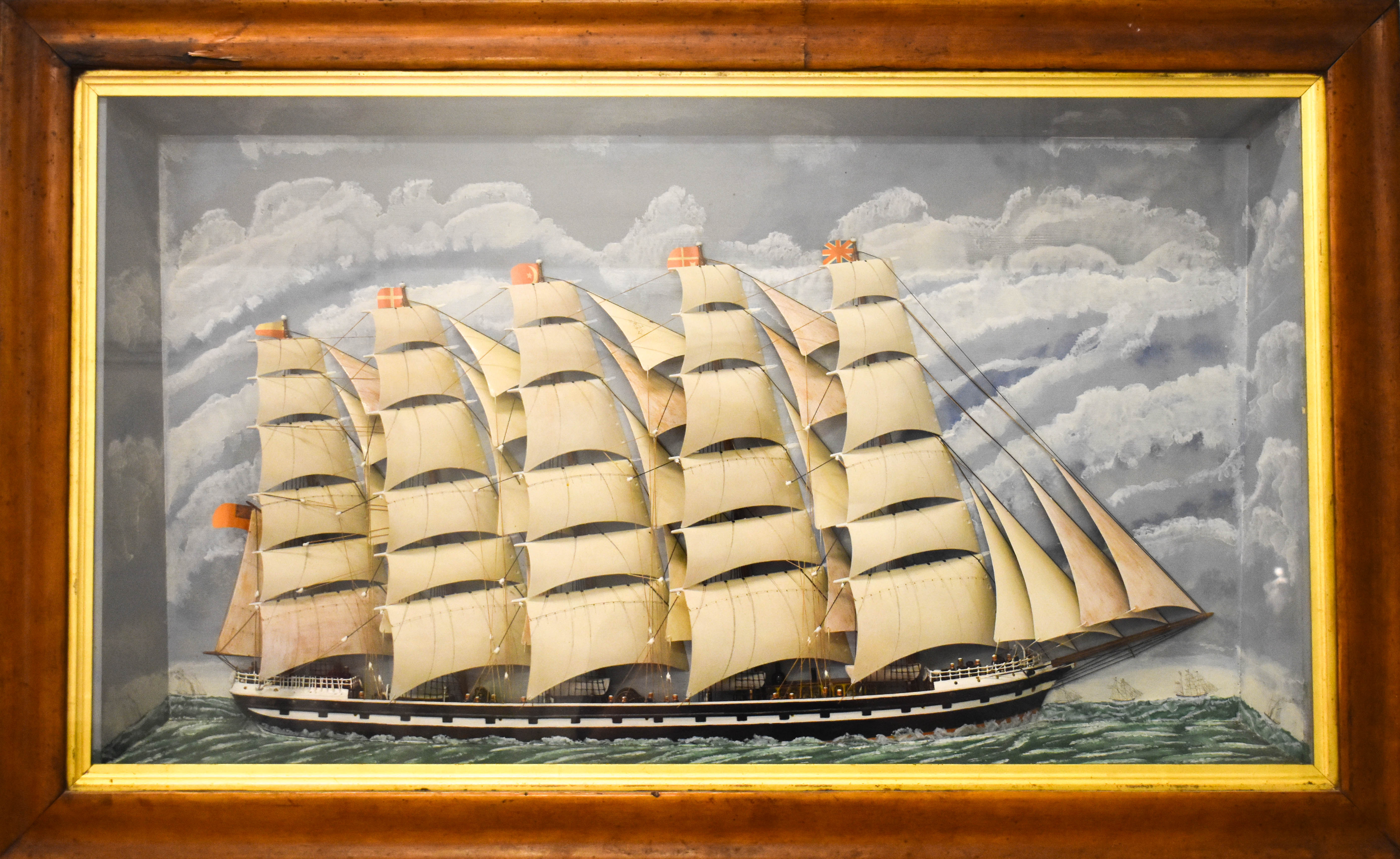 Lot 340 - A Victorian diorama of a five masted fully