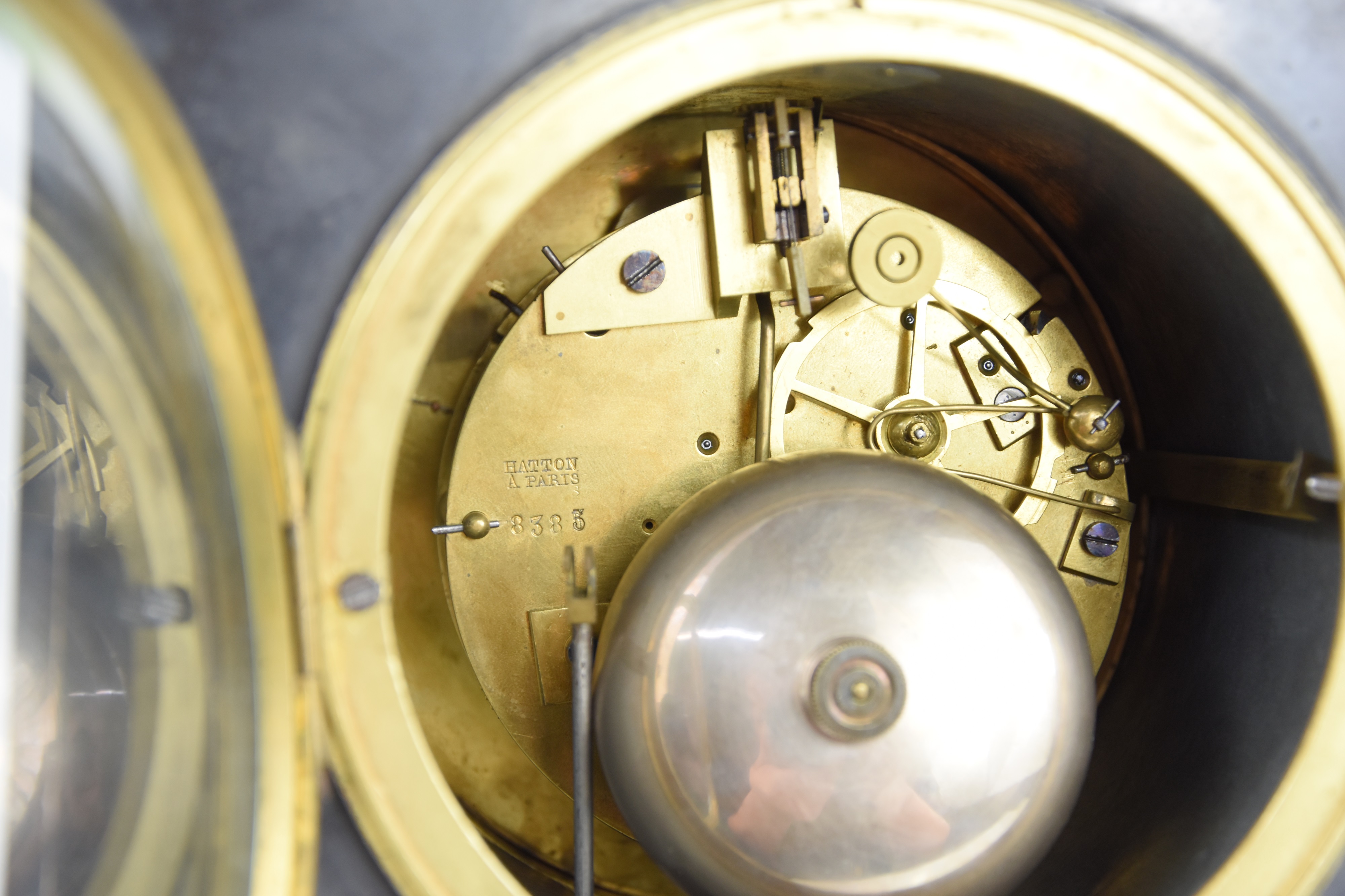 Lot 26 - A late 19th century French slate mantle clock,