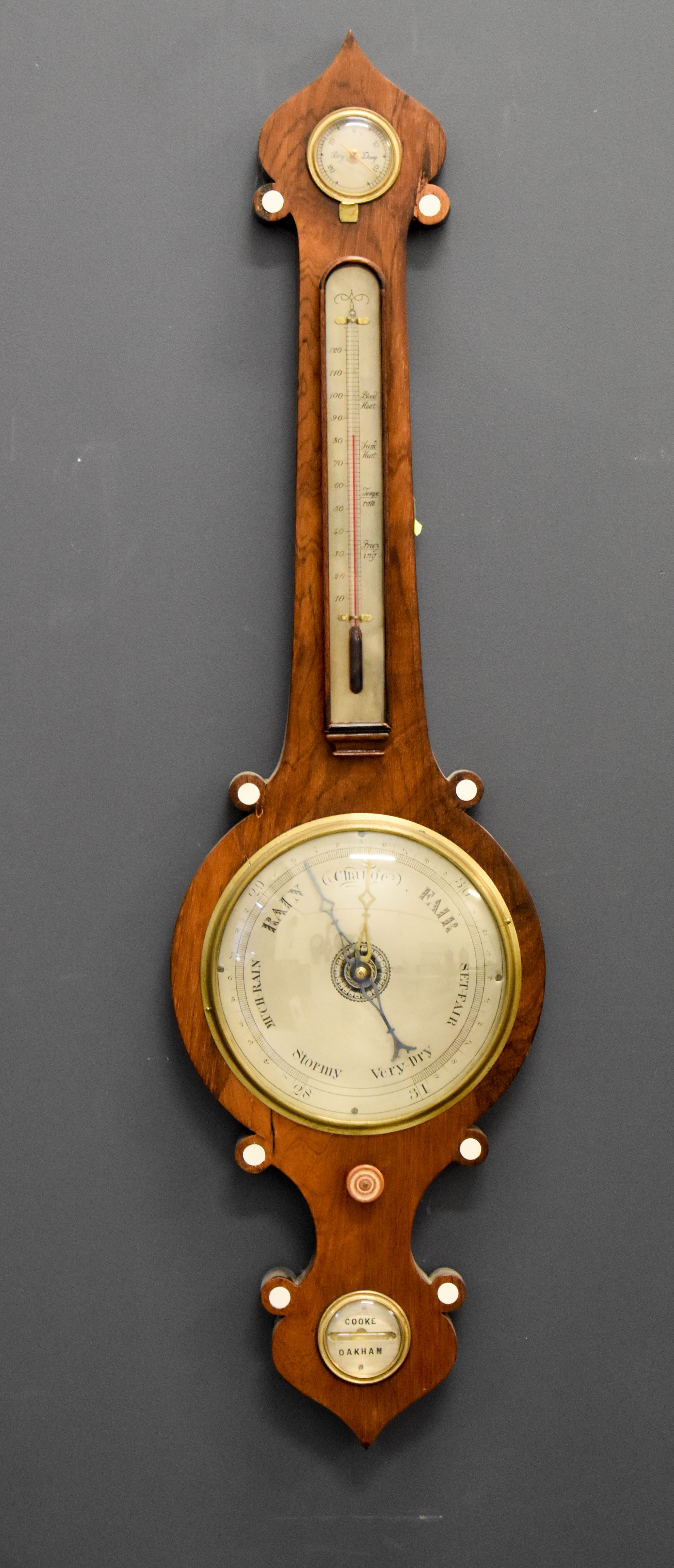 Lot 16 - A 19th century rosewood barometer by Cooke of