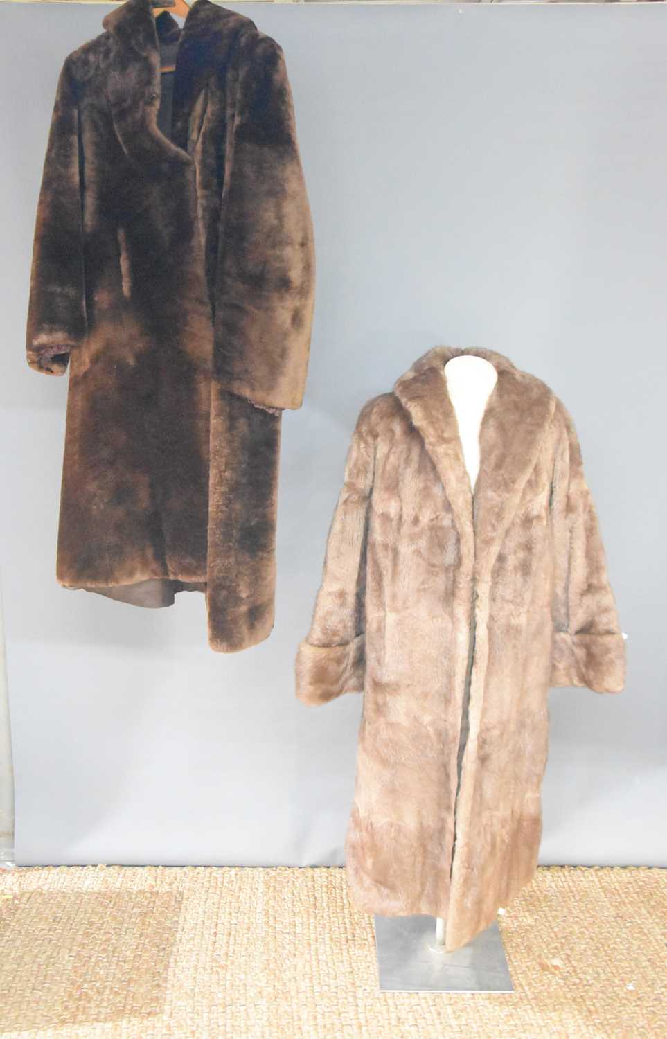 Lot 432 - Two vintage fur coats, lambswool and rabbit,