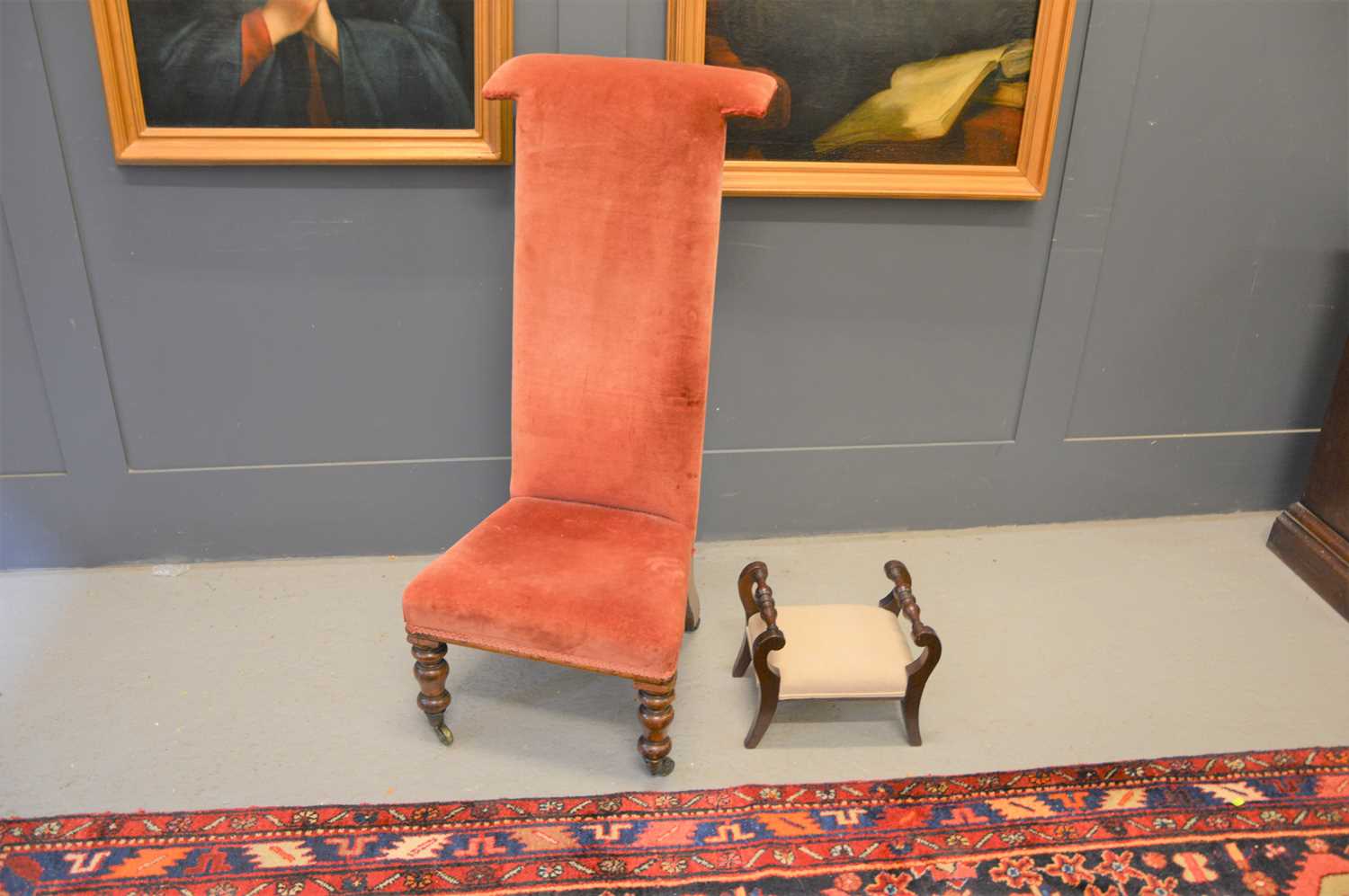 Lot 543 - A 19th century gout stool together with a